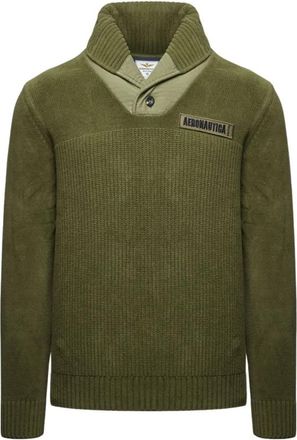Aeronautica Homme, Pulls, Vert, Taille: XL Pull en Tricot Chenille à Col Châle
