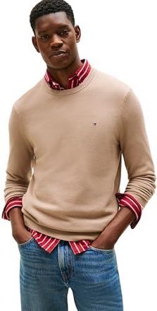 Tommy Hilfiger Pull Homme Essential Structure Crew Neck Regular Fit, Beige (Coastal Taupe), XS
