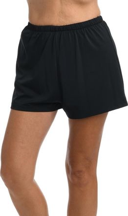 Maxine Of Hollywood Maxine Of Hollywood Womens Plus-Size 2 Loose Fit Mid Rise Swim Shorts, Black, 18W