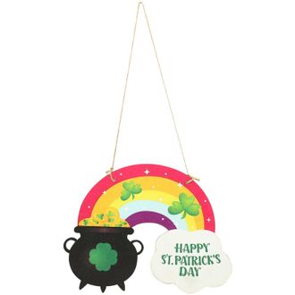 Soimiss T&uuml;rschild Happy St PatrickS Day aus Holz mit Kleeblattmuster Langlebiger T&uuml;ranh&auml;nger f&uuml;r Party und Festdekoration St PatrickS Day Deko f&uuml;r Zuhause und