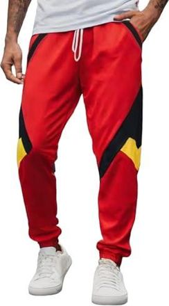 Generic Pantalon de jogging confortable pour homme - Coupe d&eacute;contract&eacute;e - Pour le salon et la maison - Doublure en polaire douce - Taille &eacute;lastique, Rouge, XX