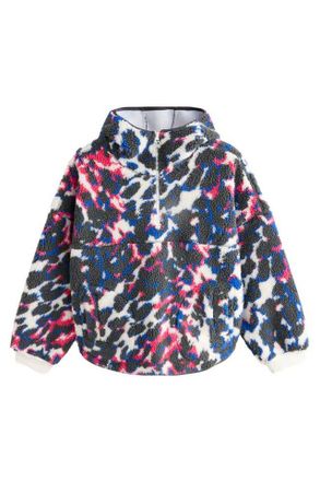 Next Fleecejacke Kapuzenjacke aus Borg-Fleece mit Ellbogenflicken (1-St)