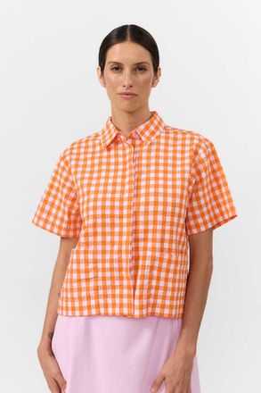 Suite13lab Damen vegan Hemd Eder Karo Orange