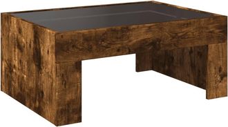 Generic Couchtisch mit Infinity-LED, Beistelltisch, Wohnzimmertisch, Kaffeetisch, Stubentisch, Sofatisch Modern für Wohnzimmer/Büro(Grau Sonoma 70x50x30 cm) (