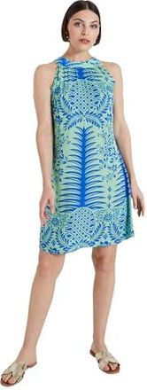 Grain de Malice Robe Suspendue imprimée Femme - Bleu Vert - Taille 38