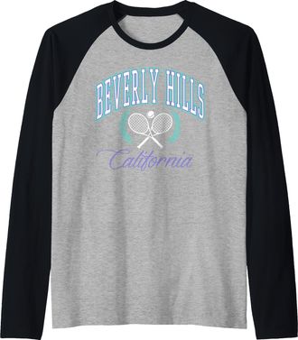 Trendy Apparel Beverly Hills California Tennis Raquet Crest Raglan