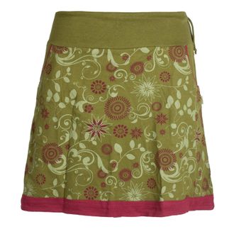 vishes Alternative Bekleidung - Damen Lagen-Look Blumen-Rock mit Mandalas und Tribals Bedruckt Olive 34-36