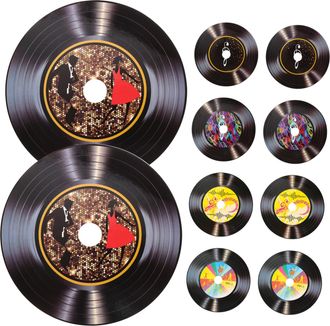 Hemobllo 10 Stück Schallplatten Wanddekoration Aus Papier Vintage Retro Musikthema Party Raumdekor Wiederverwendbar