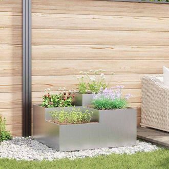 vidaXL Cache-pot de jardin Argent 80 x 80 x 48 cm Acier galvanis&eacute; Vidaxl