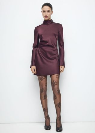 Mango Robe en satin d&eacute;tail pinces cerise - Femme - XL - MANGO