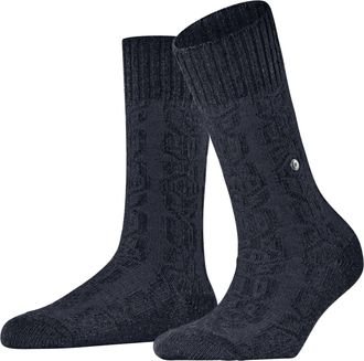 Burlington Damen Socken Rainy Boot W So Wolle Seide gemustert 1 Paar, Blau Marine 6120, 36-41