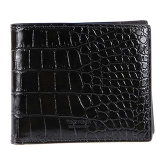 Tom Ford Homme, Accessoires, Noir, Taille: ONE Size Shiny Printed Croc T Line Classic Bifold Wallet