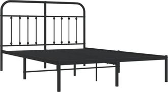 Generic Bettgestell mit Kopfteil aus Metall, Kopfteil f&uuml;r Doppelbett, R&uuml;ckenlehne f&uuml;r Bett, (schwarz, 120 x 190 cm) (140 x 200 cm)