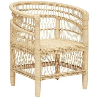 Atmosphera Atmosphera - Fauteuil en Rotin Naturel et Bois dAcajou h 82 cm