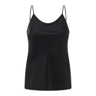 Max Mara Seiden Schwarzes Top D&uuml;nne Tr&auml;ger Italien - - Tops - Damen - Schwarzk - L