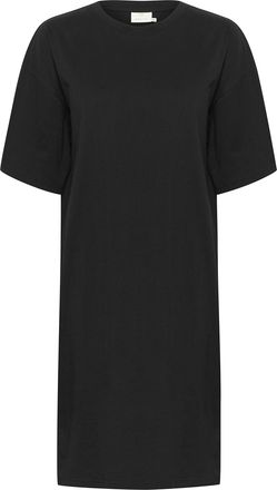 Kaffe Kleid KAedna Damen Kleid Rundhals Kurzarm Casual Basic T Shirt Freizeitkleid Baumwollkleid M, Black Deep