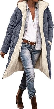 Generic Vestes pour femmes 2026 - Veste d&eacute;contract&eacute;e &agrave; fermeture &eacute;clair avec poches - Sweat &agrave; capuche en polaire r&eacute;versible pour lhiver, gris, 3XL