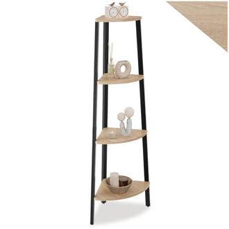 TecTake TecTake &Eacute;tag&egrave;re dangle 34 x 34 x 125 cm, Biblioth&egrave;que, 4 Niveaux d&eacute;cal&eacute;s, Style Industriel, Etagere Bois, Rangement Bureau Bibliotheque, Meuble Salon,