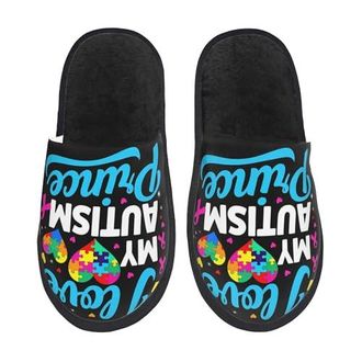 Generic Pantoufles De Voyage JAime Mon Autisme Portative Pantoufles Unisexe Chaussons DInt&eacute;rieur Pour H&ocirc;tel Int&eacute;rieur Chambre L