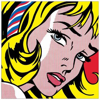 Artopweb TW18416 Lichtenstein - Girl With Hair Ribbon, 1965 Dekorative Paneele, Holzwerkstoff, Multifarbiert, 60x61 Cm