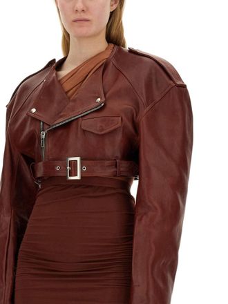 Rick Owens Lamb Leather Cropped Jacket - Bordeaux