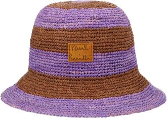 Paul Smith W1A-723A-U004_55 Logo-Patch Raffia Sun Hat - Purple
