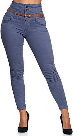 Elara Jeans Femme Taille Haute Skinny Fit Chunkyrayan 1577-85 Blau-34 (XS)