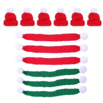 BESPORTBLE Handgefertigte Gestrickte Flaschenh&uuml;llen Weihnachtsdeko mit Kleiner M&uuml;tzen Schals 12 St&uuml;ck Rote und Gr&uuml;ne Garn Dekoration f&uuml;r Flaschen und Kinderspiel