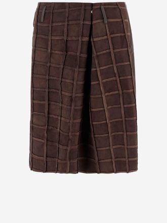 Niccolò Pasqualetti Jupe en cuir Niccolo Pasqualetti à motif carré