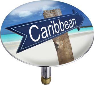 WENKO 21843100 Badewannenstöpsel Pluggy XXL Carribean, Abfluss-Stopfen, für alle handelsüblichen Abflüsse, Kunststoff, 7,5 x 6 x 7,5 cm, Mehrfarbig