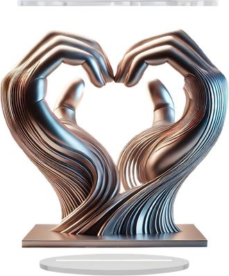 Generic Herzhandskulptur - Acryl Modern Desktop Ornament, Kreative Herzf&ouml;rmige Handgestenkunst, Kleines Wohnkultur, Charmanter Silber-Glanzakzent, zeitgen&ouml;ssi
