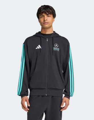 adidas adidas Performance - Mercedes AMG Petronas Formula 1 Team DNA - Sweat &agrave; capuche zipp&eacute; - Noir/semi menthe rush