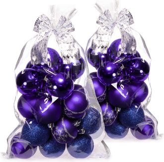 Com-Four 40x Weihnachtskugeln, Christbaumkugeln bruchsicher aus Kunststoff für Weihnachten, Baumschmuck für den Christbaum mit Anhänger, Ø 6 cm