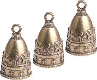 BESTONZON 3 St&uuml;ck Vintage Messing Gl&ouml;ckchen Kleine H&auml;ngende Bastelglocken f&uuml;r Weihnachtsdeko Selbstgemacht Anh&auml;nger f&uuml;r Christbaum und Fenster