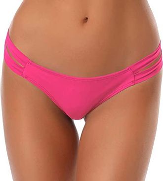 SHEKINI pour Femme Maillots de Bain String Br&eacute;silien Bikini Bottom Thong Bas de Maillots Sexy Swim Trunks Taille Basse String Bas de Plage Slip de Bain (M,Ros