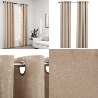 vidaXL Verdunkelungsvorh&auml;nge 2 Stk. &Ouml;sen Leinenoptik Beige 140x225 cm - Verdunkelungsvorh&auml;nge - Leinenoptik - Vorh&auml;nge - Wohnraumgestaltung