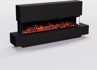 Glow Fire Elektrokamin Cobalt 50 mit realistischem 3D LED-Feuer - Stand-Elektrokamin mit Heizung und Kaminfeuer, App Steuerung, Knistereffekt & Timer, max. 1800