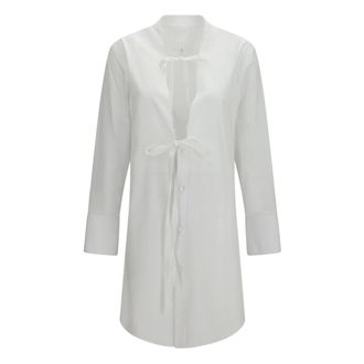 Maison Margiela Robe mini en coton &agrave; bords bruts - Femme - Robes - Blanc - Taille: 36 FR