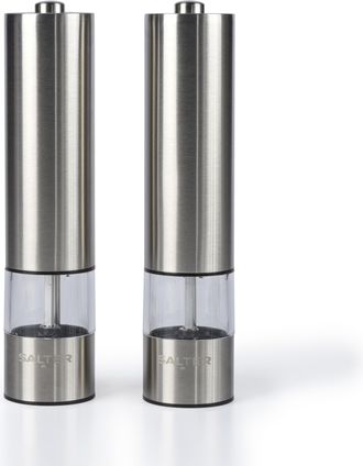 Salter Salter 7522 SSTUR15UP Elektrische Salz- und Pfefferm&uuml;hlen aus Edelstahl, BPA-Frei, einstellbarer Mahlgrad, One-Touch, integriertes Licht, Drehverschlu