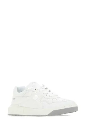 Valentino Garavani Mens White Nappa Leather One Stud Sneakers Biancobiancobiancobiancopastelgrey