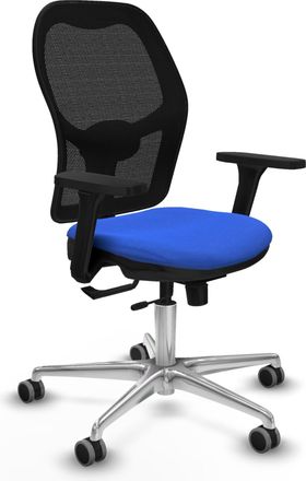 Piqueras y Crespo Stoff-B&uuml;rostuhl mit 3D-Armen, h&ouml;henverstellbare Lendenwirbelst&uuml;tze, ausgestattet mit Syncro/Traslack und injiziertem Schaumstoff, Schwarz/Blau