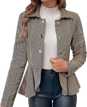 Generic Blazer d&eacute;t&eacute; noir pour femme - L&eacute;ger - Court - Blazer daffaires d&eacute;contract&eacute; - Manches 3/4 - Courtes - Travail - Bureau - Costume - Blazer court - Veste