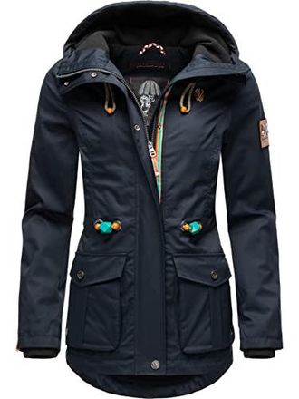 Marikoo Babetaa XS-3XL Parka demi-saison pour femme avec capuche, bleu marine, S