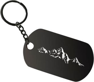 Generic Porte-clés en acier gravé au laser avec silhouette de chaîne de montagnes, Noir
