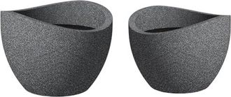 Scheurich Wave Globe, Pflanzgefäß aus Kunststoff, Schwarz-Granit & Wave Globe, Pflanzgefäß aus Kunststoff, Schwarz-Granit, 50 cm Durchmesser, 37,1 cm hoch, 37 l