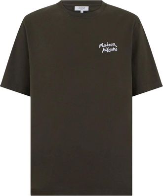 Maison Kitsun&eacute; Homme, Tops, Brun, Taille: 2XL T-shirt en coton avec logo