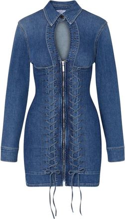 Liu Jo Femme, Robes, Bleu, Taille: 36 FR Abito corto in denim stringhe