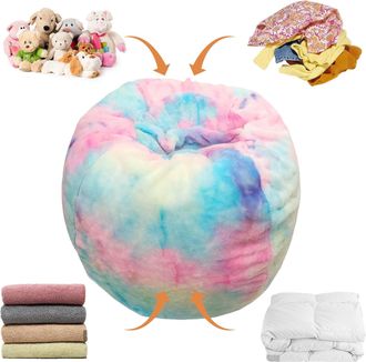 Generico Sitzsack: Tasche für Plüschtiere, Aufbewahrungsstuhl für Tiere, luxuriöse Aufbewahrungstasche für Tiere, mit Reißverschluss, bequemer Sitz, Tasche D