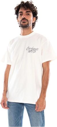 Carhartt Work in Progress S/S Hatching Script T-Shirt - - Tops - Herren - Wei&szlig; - XL