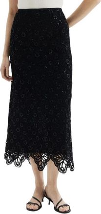 Pennyblack Femme, Jupes, Noir, Taille: 40 FR Midi Macram&eacute; Lace Skirt with Sequins